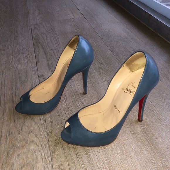 Christian Louboutin | Shoes | Louboutin Blue Peep Toe High Leather ...